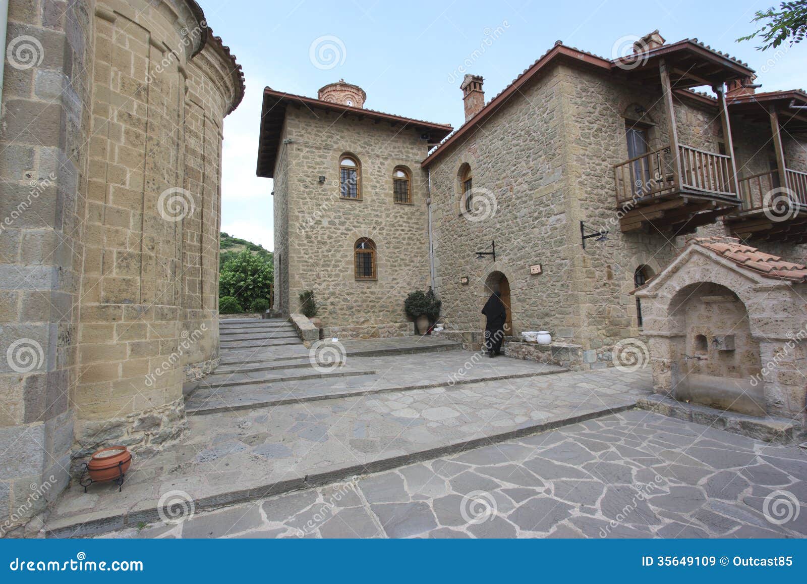 Nun in the Courtyard of a Monastery Stock Image - Image of meteora ...