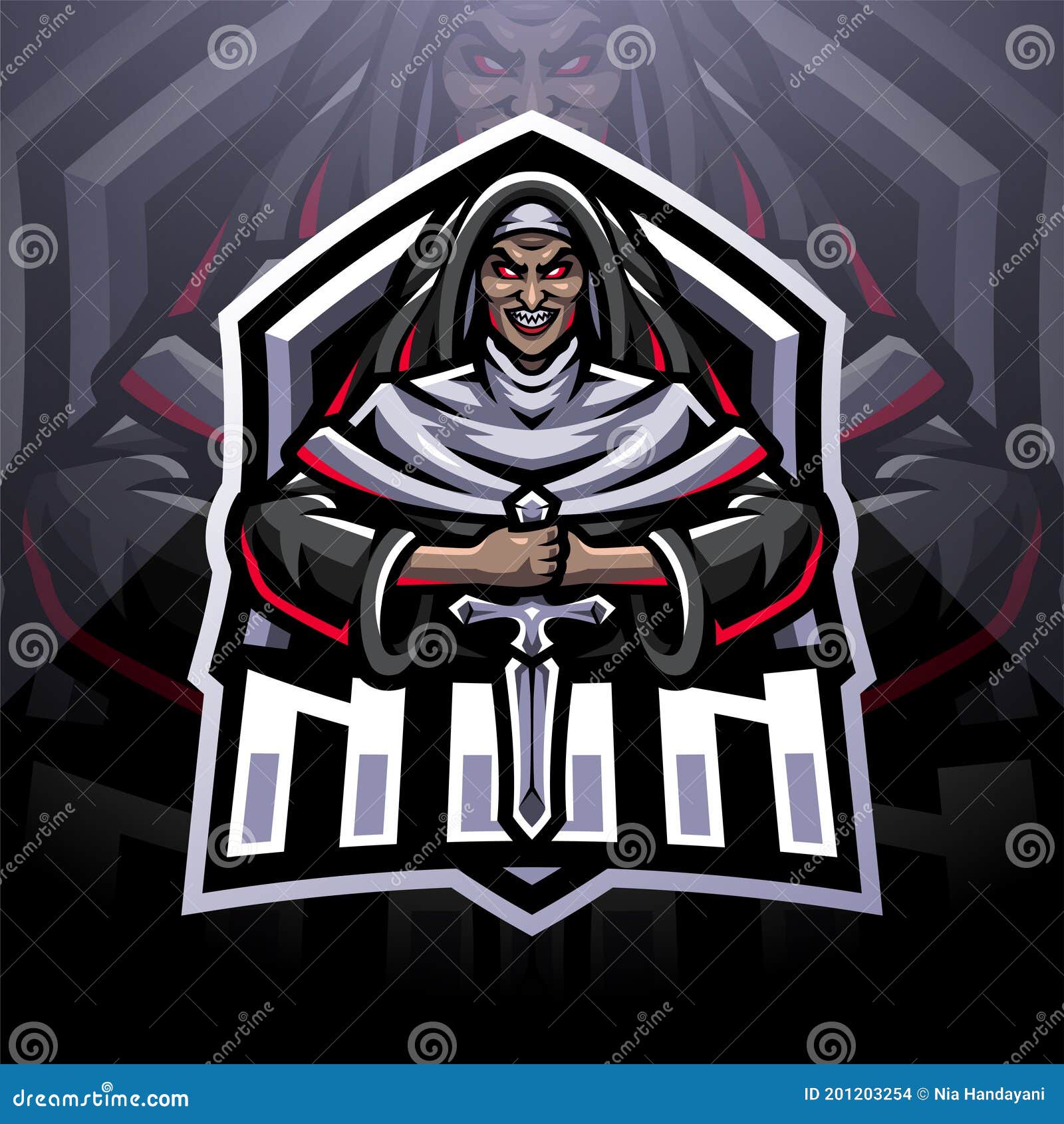 Nun Esport Mascot Logo Design Stock Vector - Illustration of cartoon ...