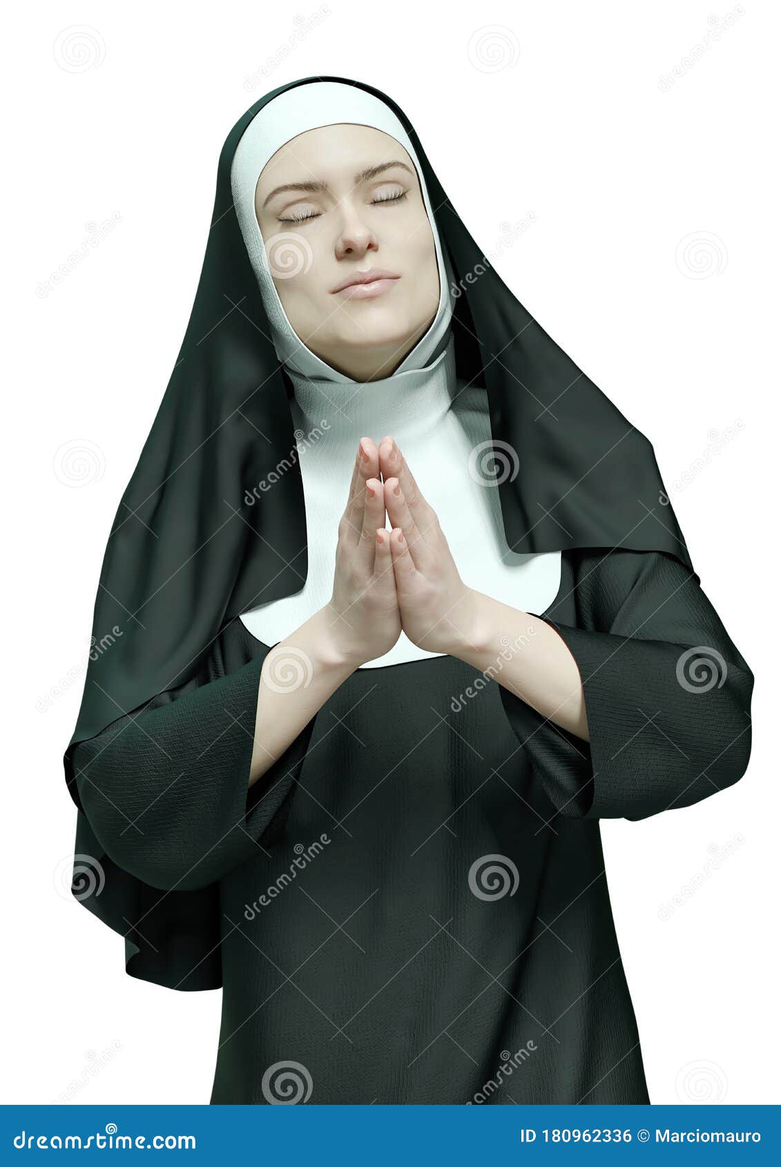 Nun is praying stock illustration. Illustration of clergy - 180962336