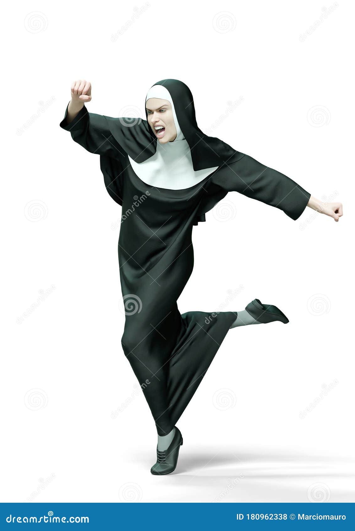 Nun is running stock illustration. Illustration of christian - 180962338
