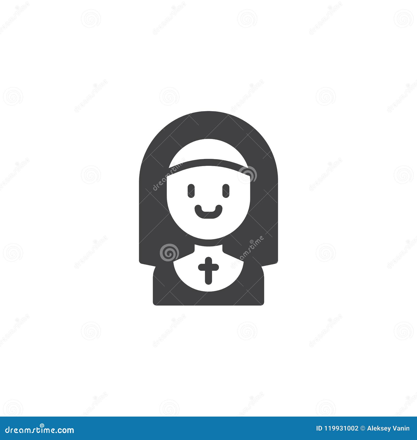 Nun smiling vector icon stock vector. Illustration of catholic - 119931002