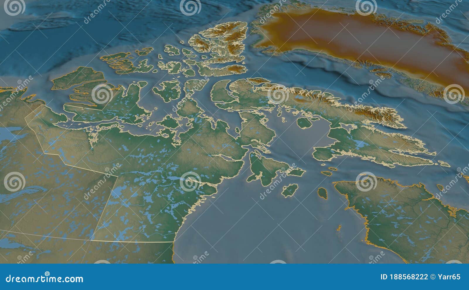 Nunavut, Canada - Outlined. Relief Stock Illustration - Illustration of ...