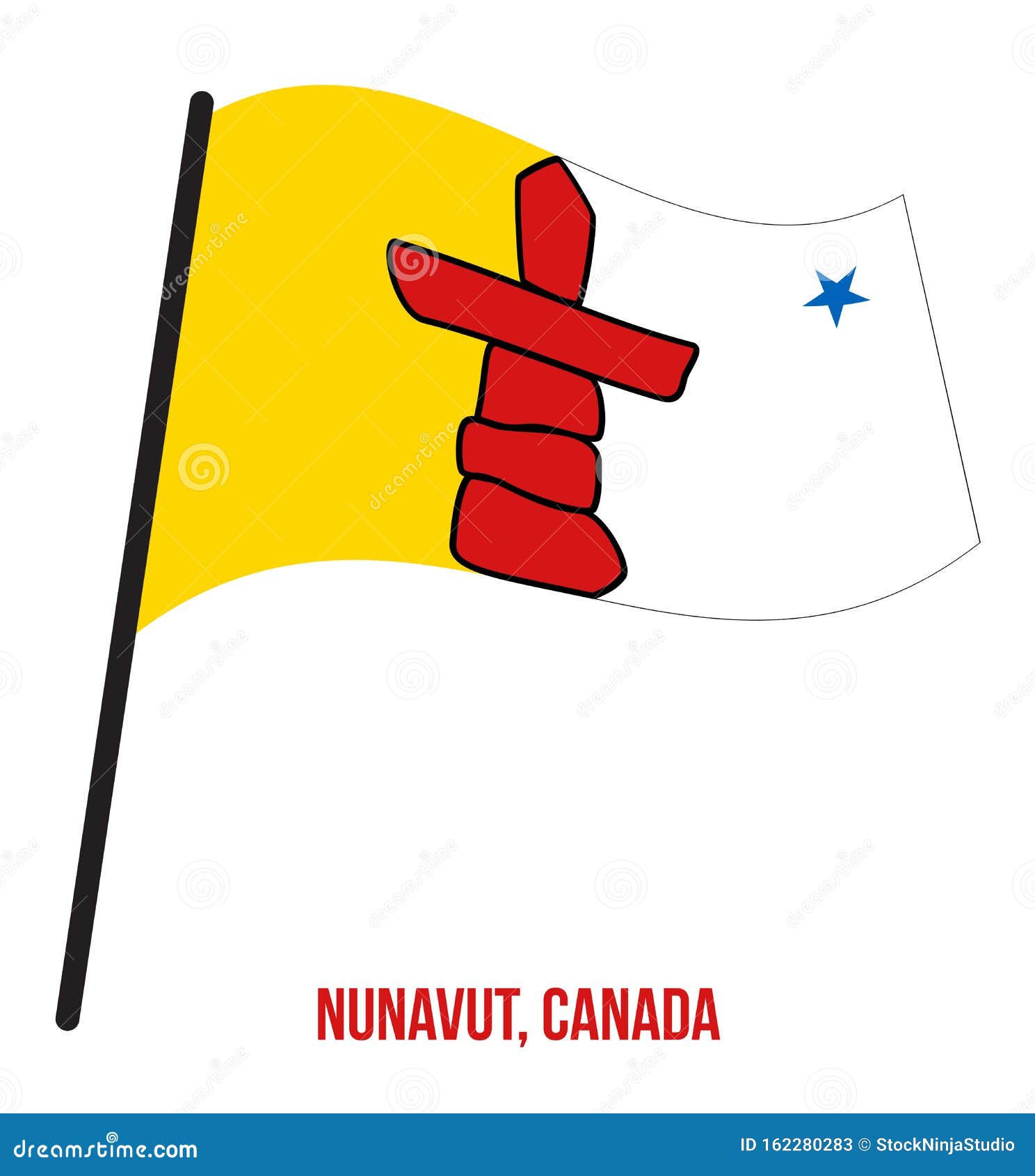 Nunavut Flag Waving Vector Illustration on White Background. Territory ...