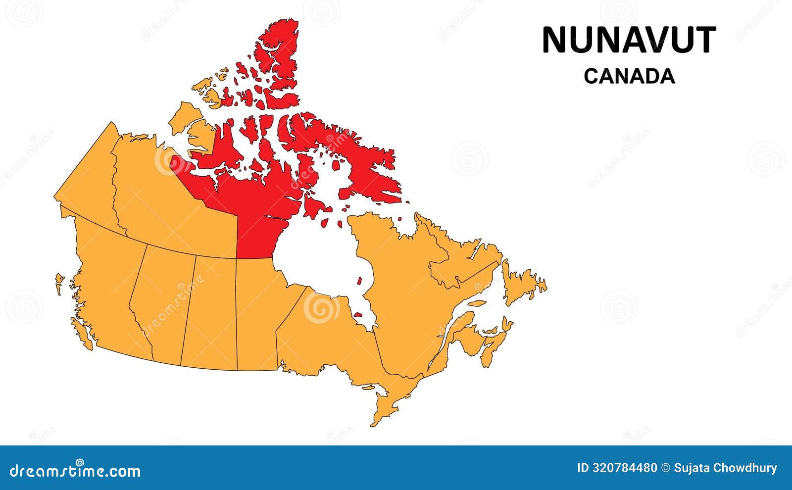 Nunavut Map is Highlighted on the Canada Map with Detailed State and ...