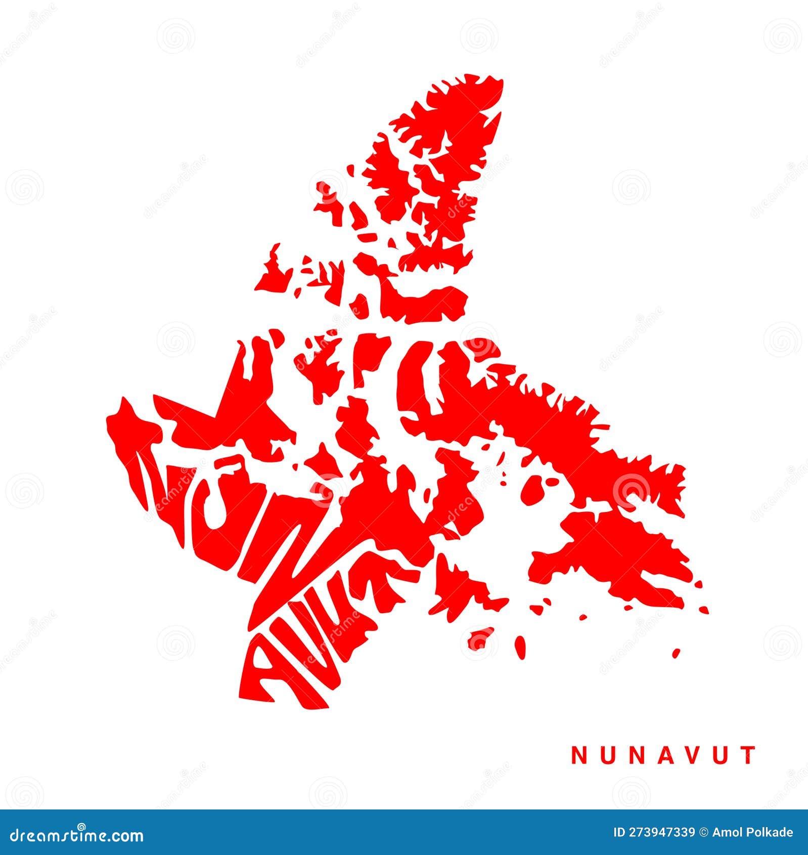 Nunavut Map Lettering Art. Nunavut Map Typography Stock Vector ...