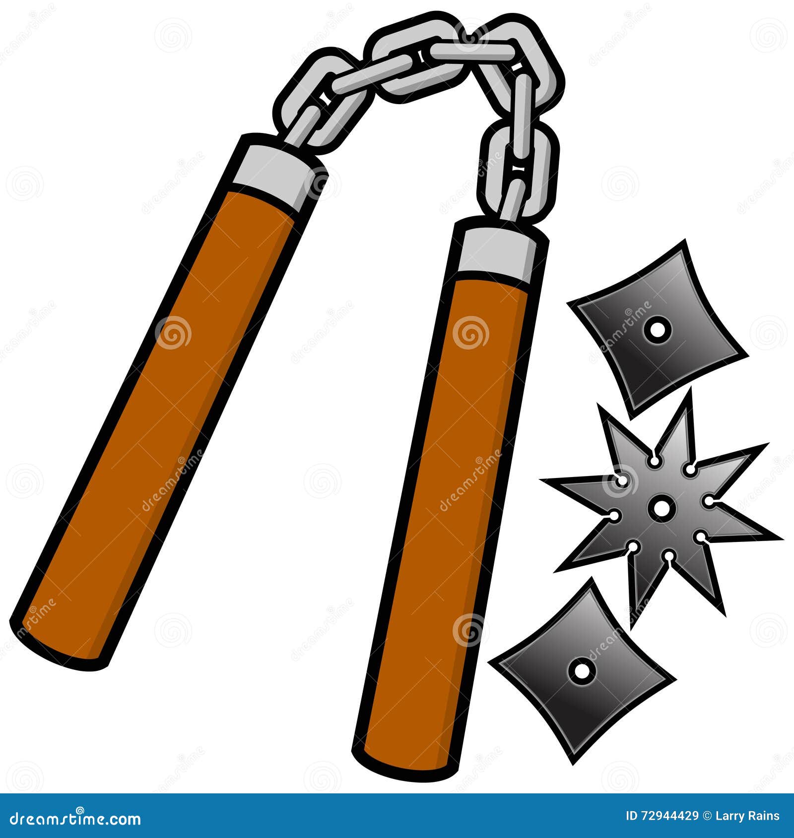 Nunchaku and Throwing Stars Stock Illustration - Illustration of ...