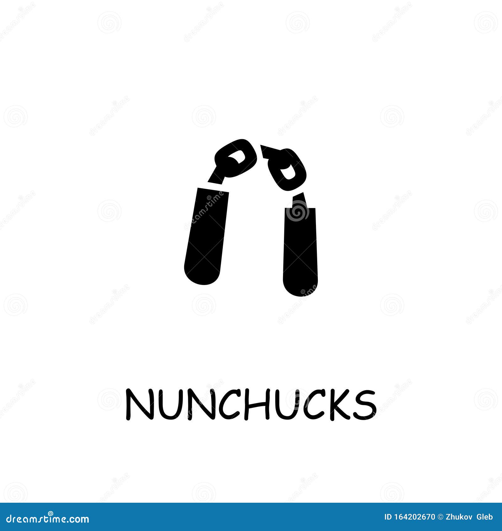 Nunchucks flat icon stock illustration. Illustration of design - 164202670