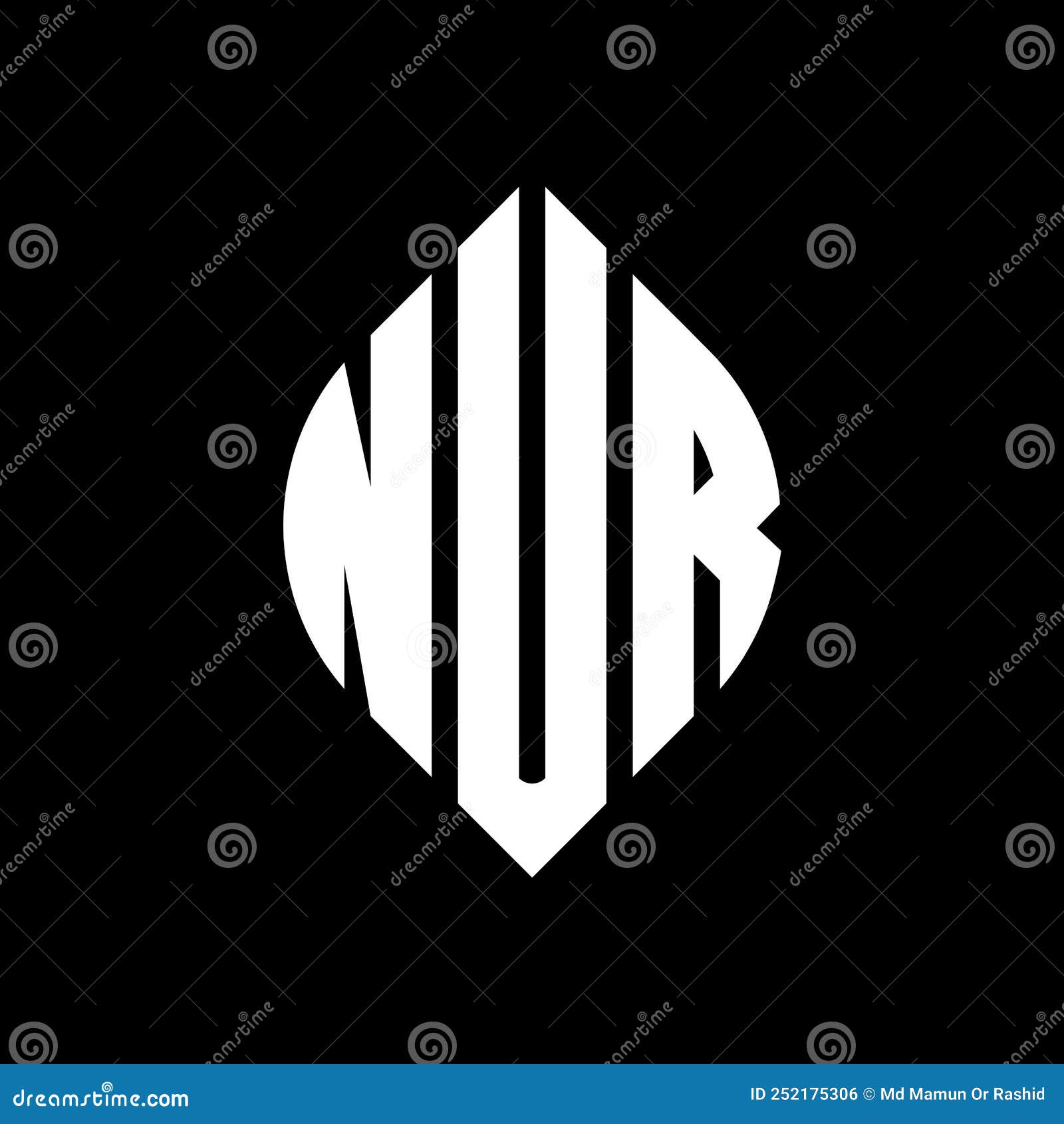 NUR Circle Letter Logo Design with Circle and Ellipse Shape. NUR ...
