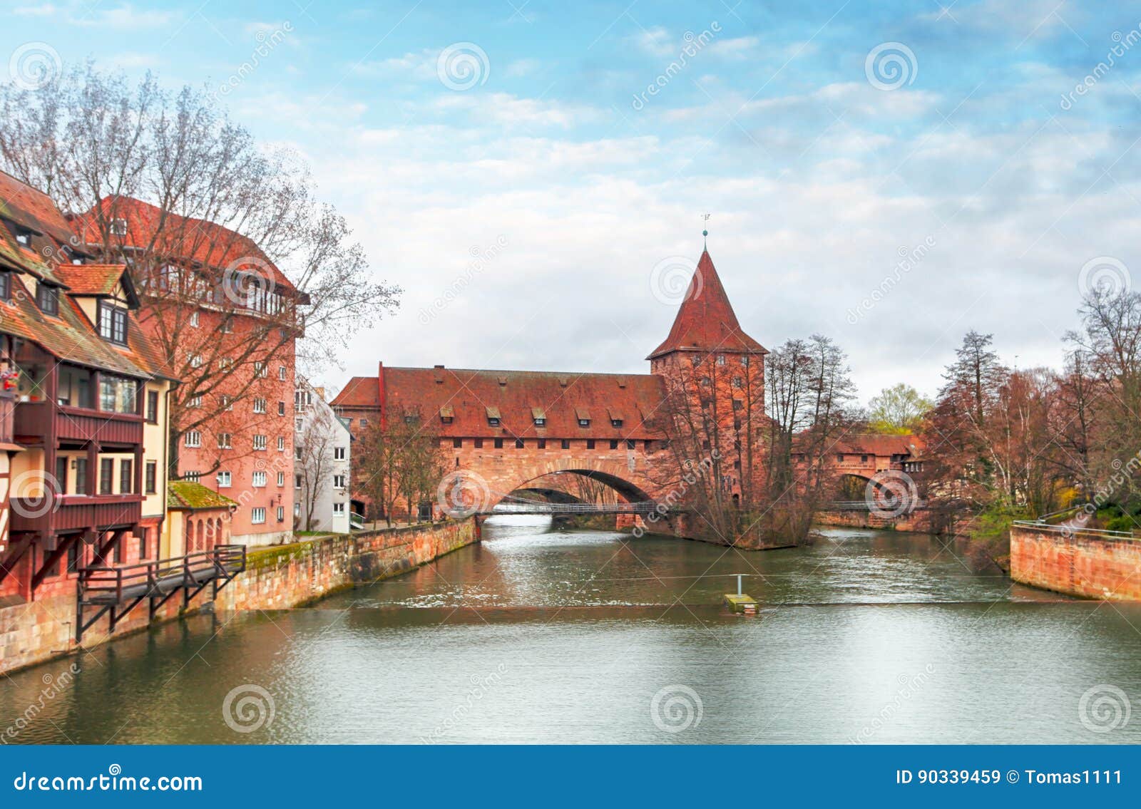 Nuremberg Town - the Riverside of Pegnitz River, Germany Stock Image ...