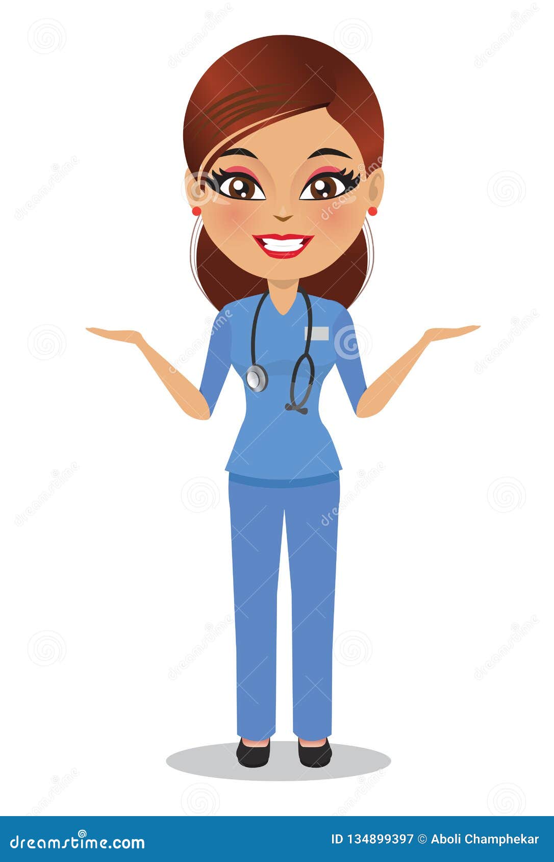 A Nurse is Wearing Her Uniform and Smiling Stock Illustration ...
