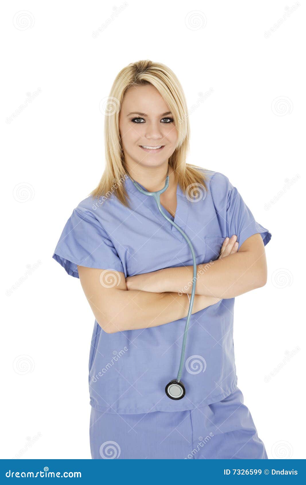 Caucasian Doctor or Nurse Wearing Blue Scrubs Stock Image - Image of ...