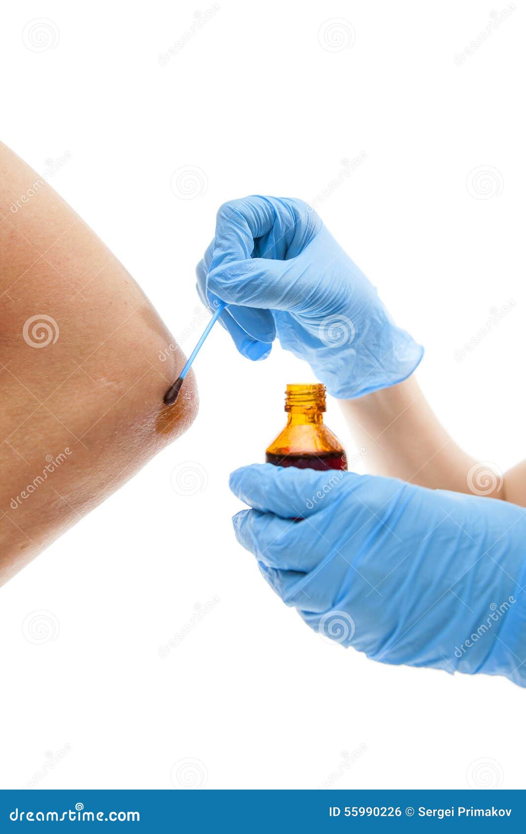 Nurse applying iodine stock photo. Image of analysis - 55990226