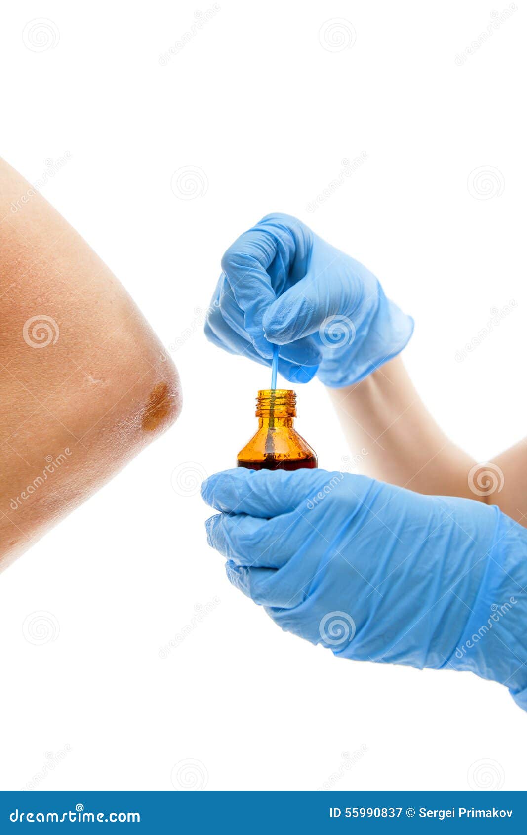 Nurse applying iodine stock image. Image of examine, skin - 55990837