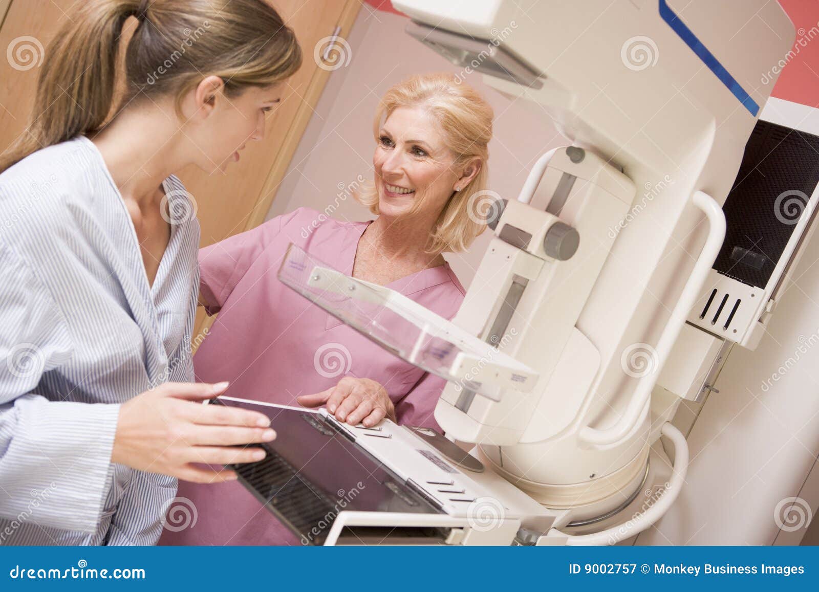 Nurse Assisting Patient Undergoing Mammogram Stock Image - Image of ...