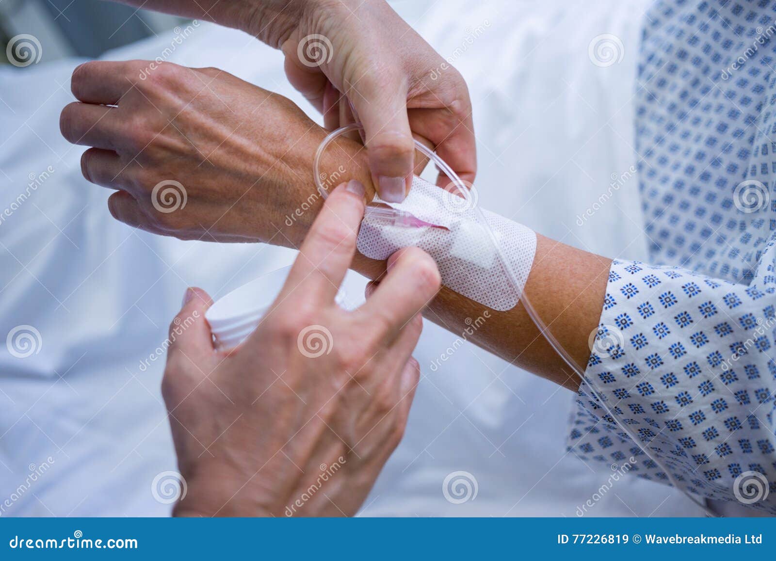 Nurse Attaching Iv Drip on Patient S Hand Stock Image - Image of ...