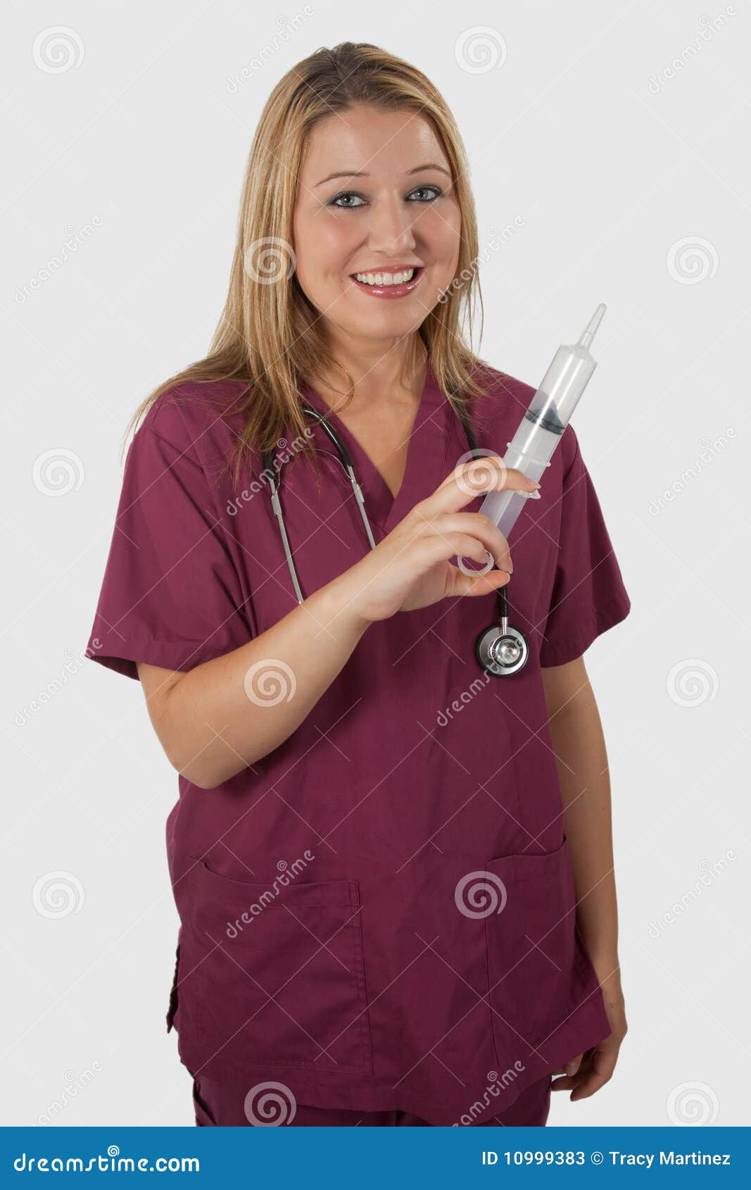 Nurse with big syringe stock image. Image of professional - 10999383