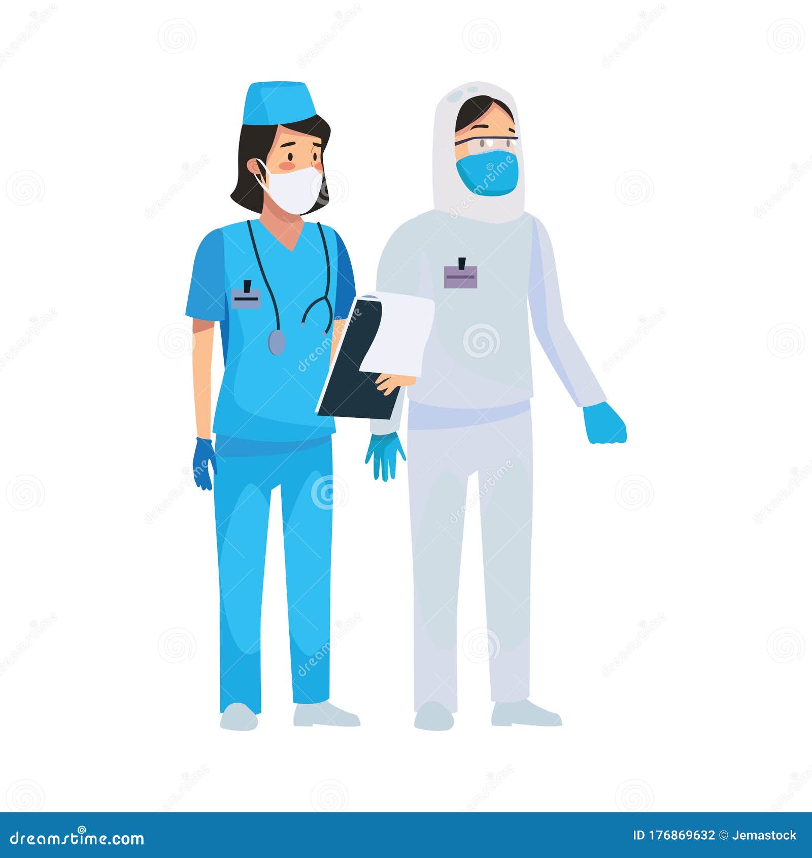 Nurse with Biosecurity Cleaning Person Stock Vector - Illustration of ...