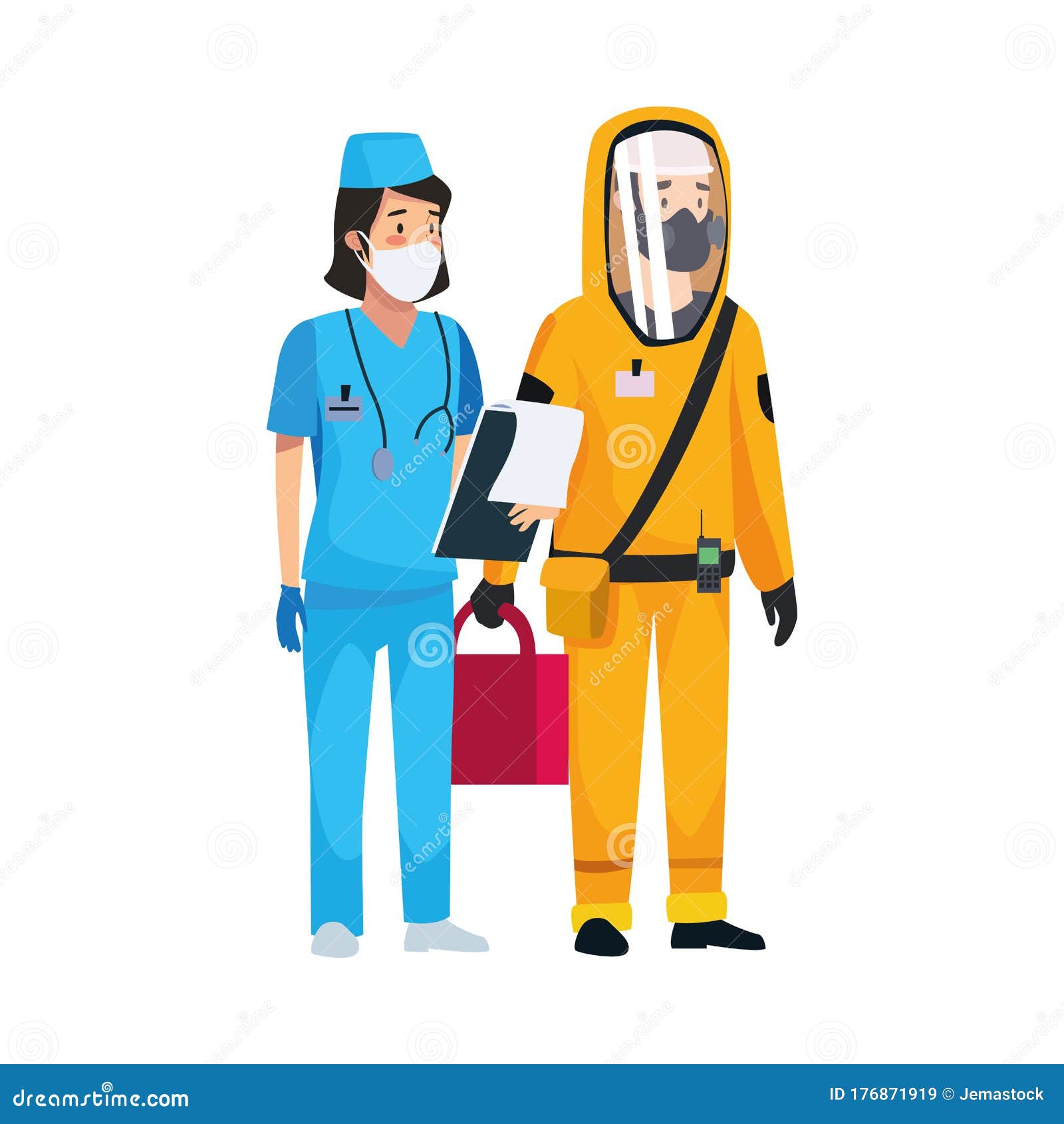 Nurse with Biosecurity Cleaning Person Stock Vector - Illustration of ...