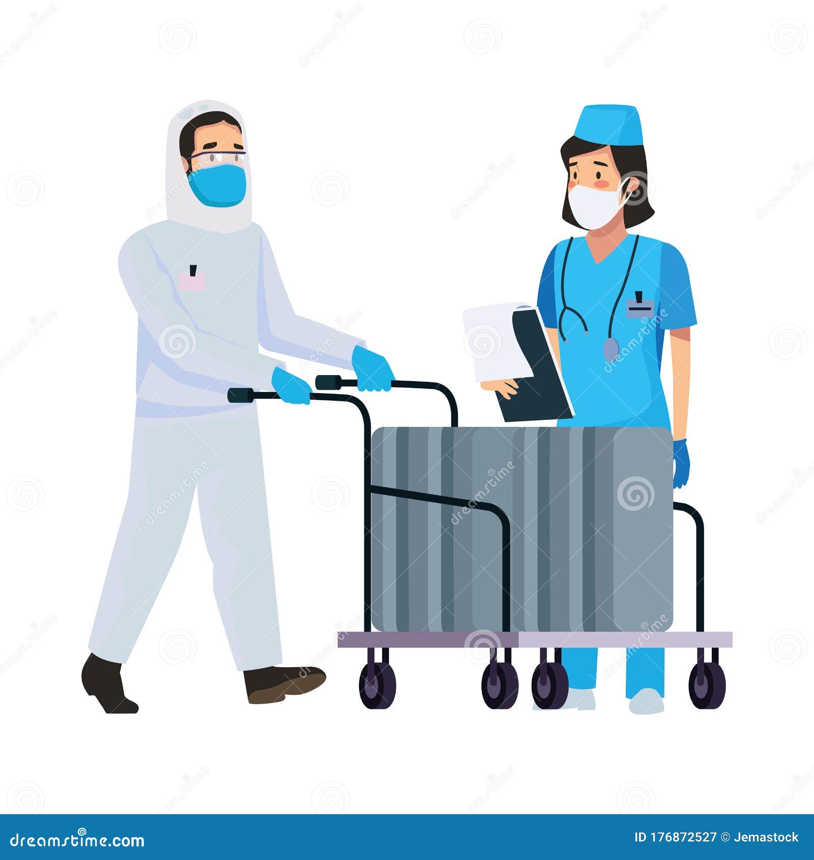 Nurse With Biosecurity Cleaning Person Cartoon Vector | CartoonDealer ...