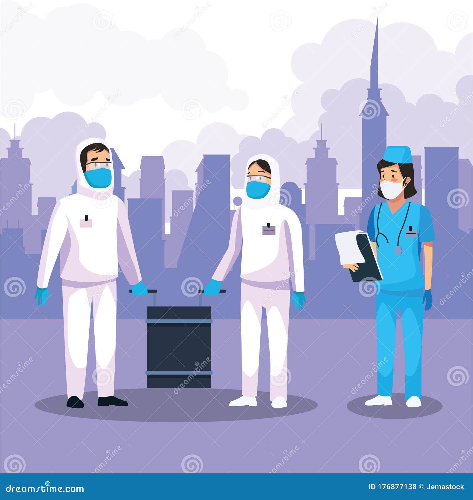 Nurse With Biosecurity Cleaning Person Cartoon Vector | CartoonDealer ...