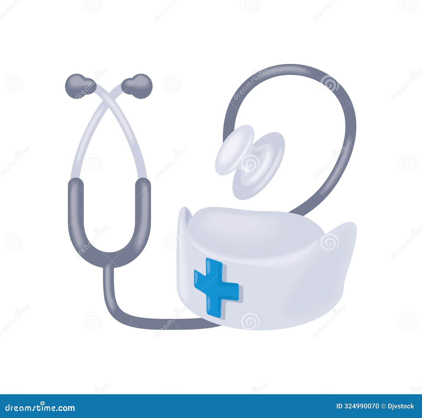 Nurse Cap and Medical Stethoscope Stock Illustration - Illustration of ...