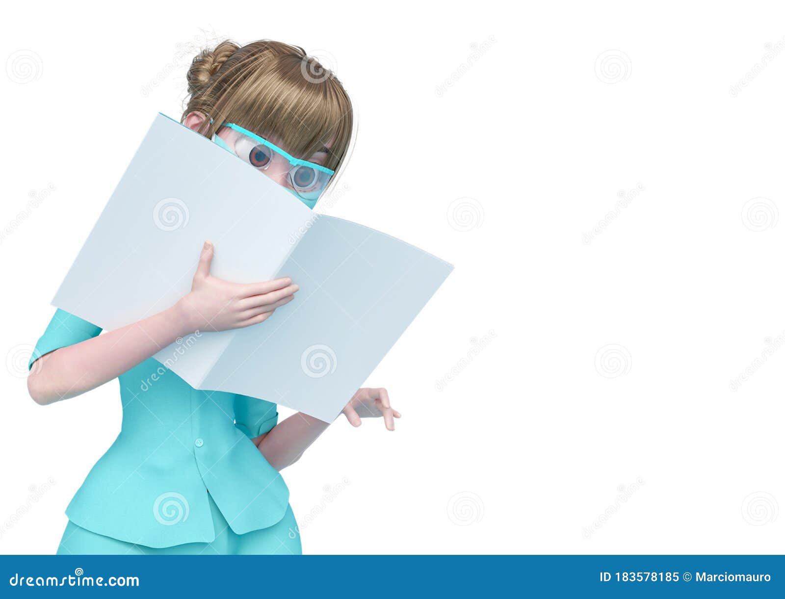 Nurse Cartoon Is Reading The Chart In White Background With Copy Space ...