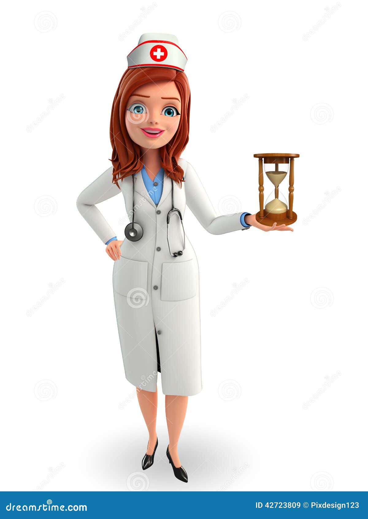 Nurse Character with Sand Clock Stock Illustration - Illustration of ... Nurse Character with Sand Clock Stock Illustration - Illustration of ...
