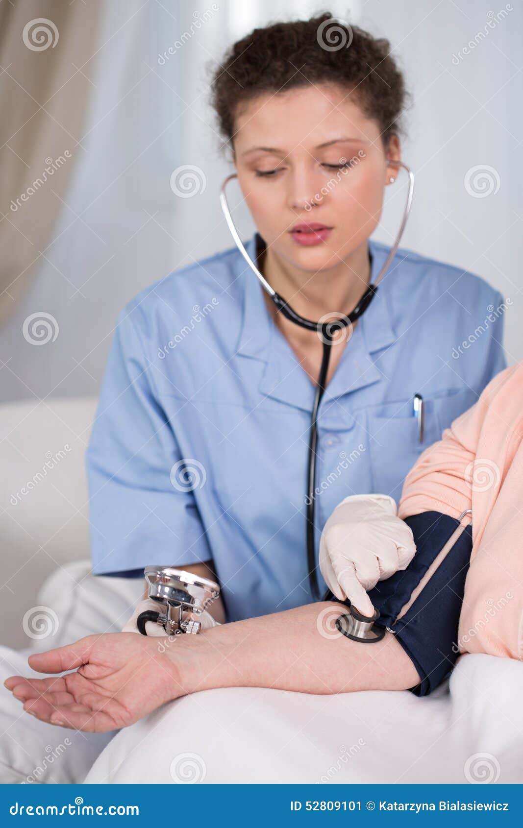Nurse Checking Blood Pressure Stock Image - Image of patient, diagnose ...