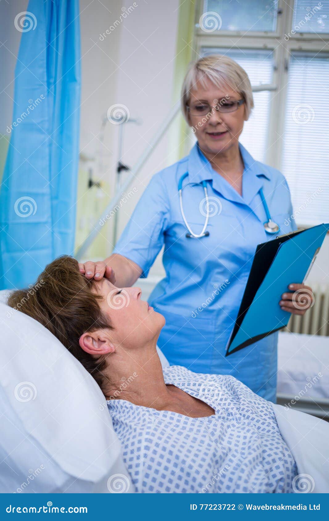 Nurse Checking Patient Temperature Stock Photo - Image of hurt ...
