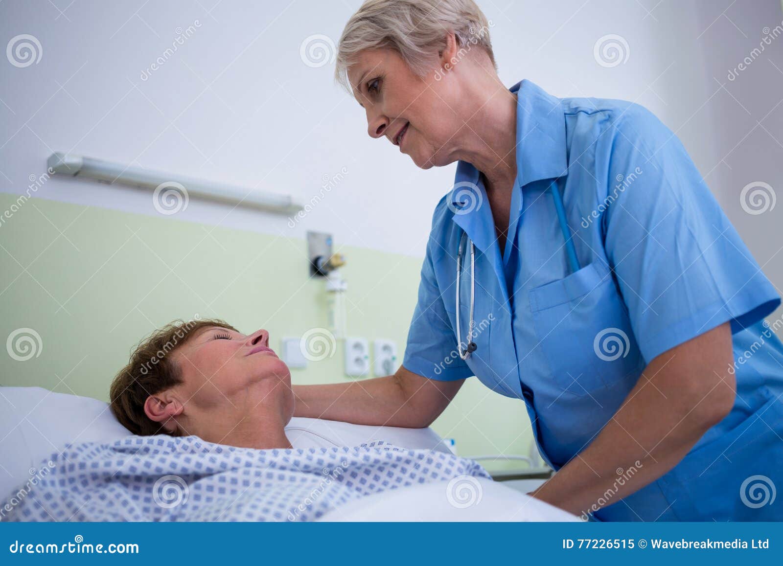 Nurse Checking Patient Temperature Stock Image - Image of observation ...