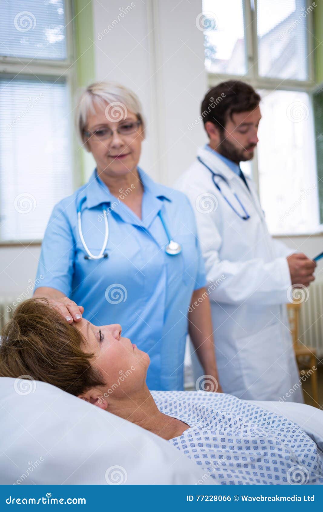 Nurse Checking Patient Temperature Stock Photo - Image of expertise ...
