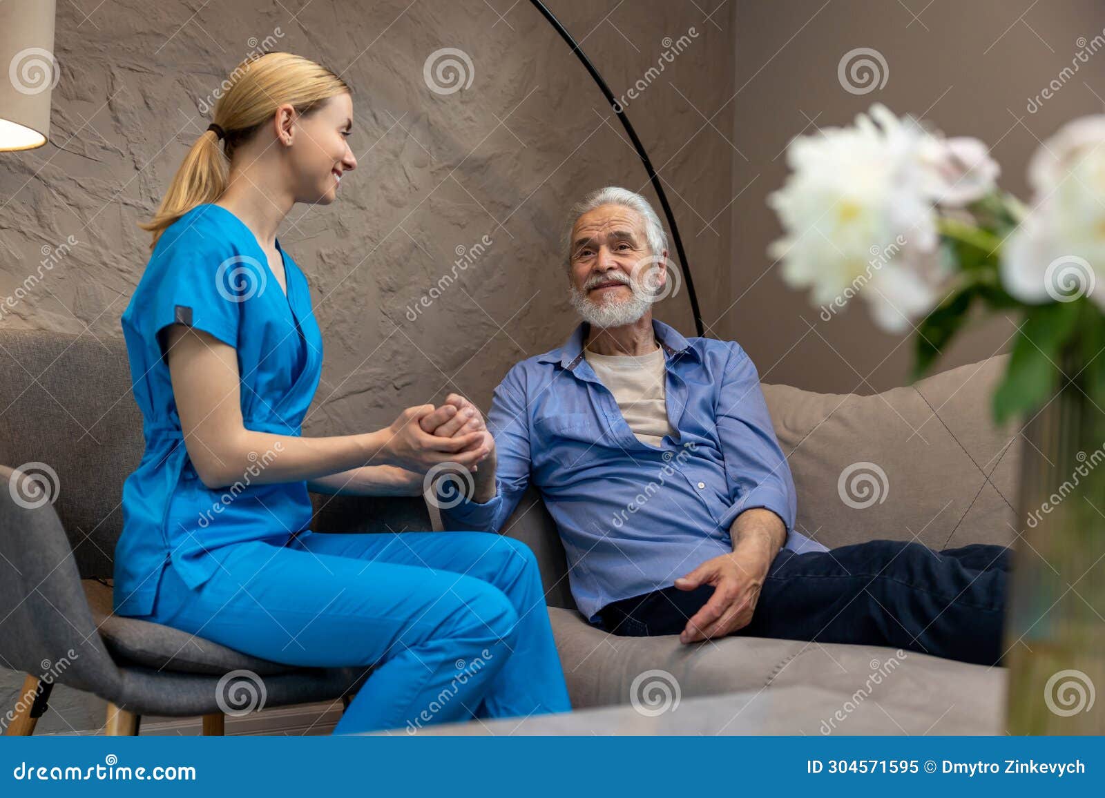 Nurse Checking Pulse by Hand in Medical Center. Stock Image - Image of ...