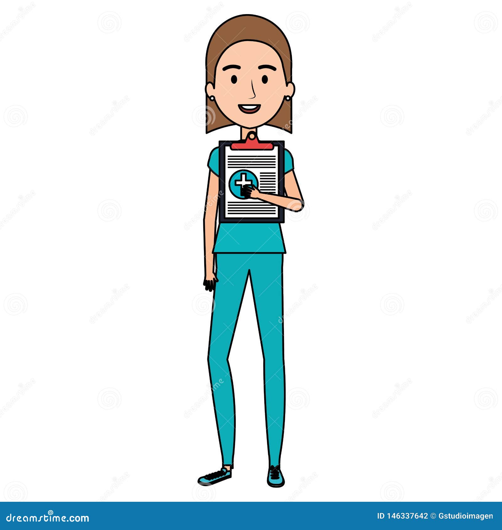 Nurse with Checklist Character Stock Illustration - Illustration of ...