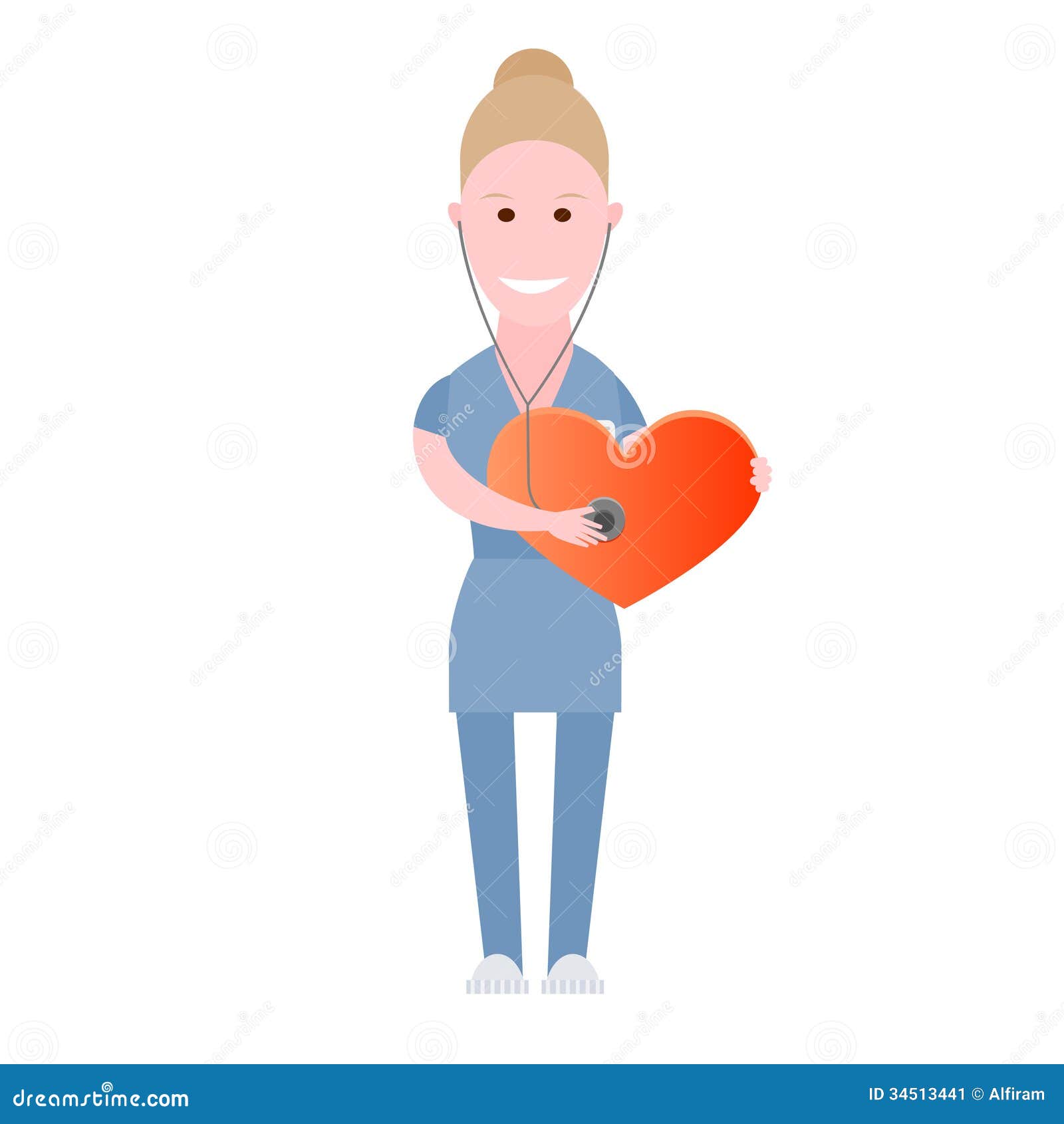 Nurse checks the heart stock vector. Illustration of design - 34513441