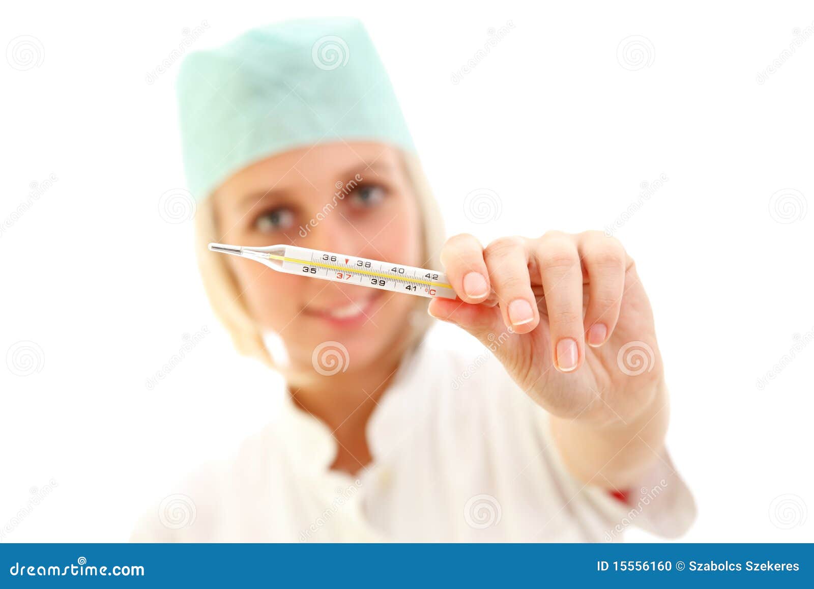 Nurse with Clinical Thermometer Stock Photo - Image of equipment, white ...