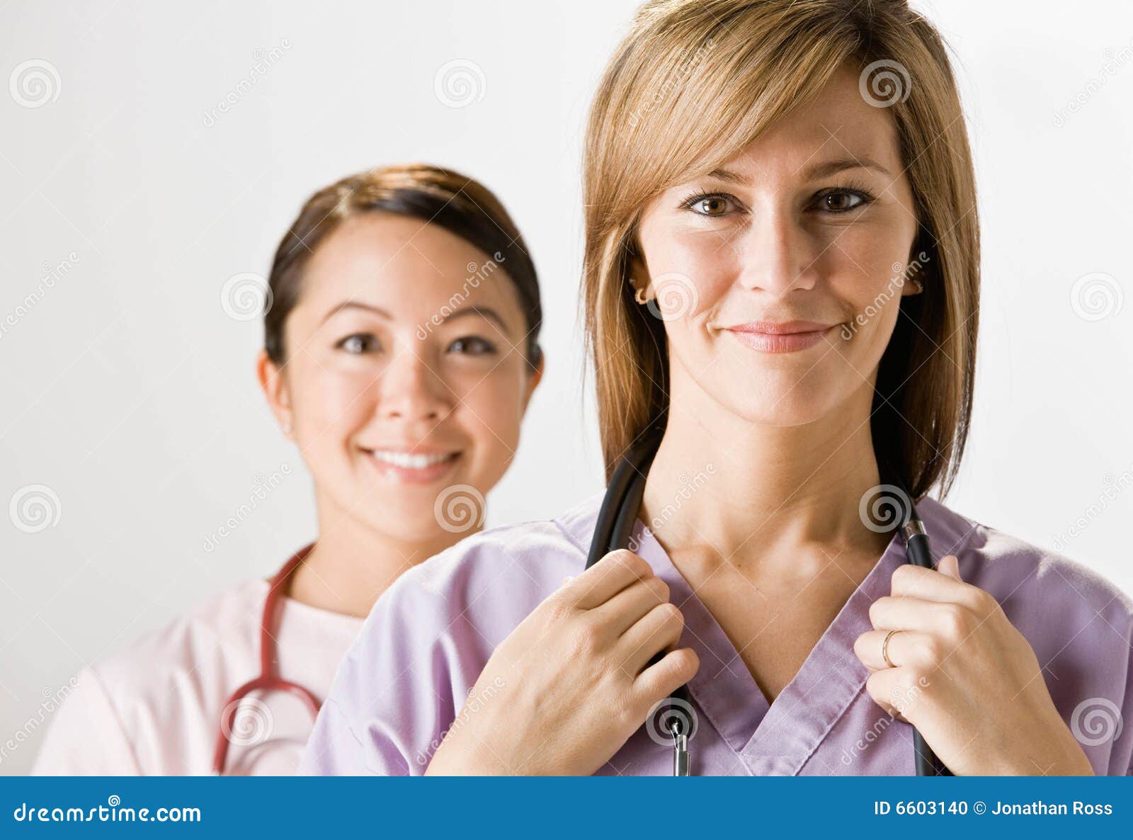 Nurse Co-workers Wearing Scrubs Stock Photo - Image of close, female ...