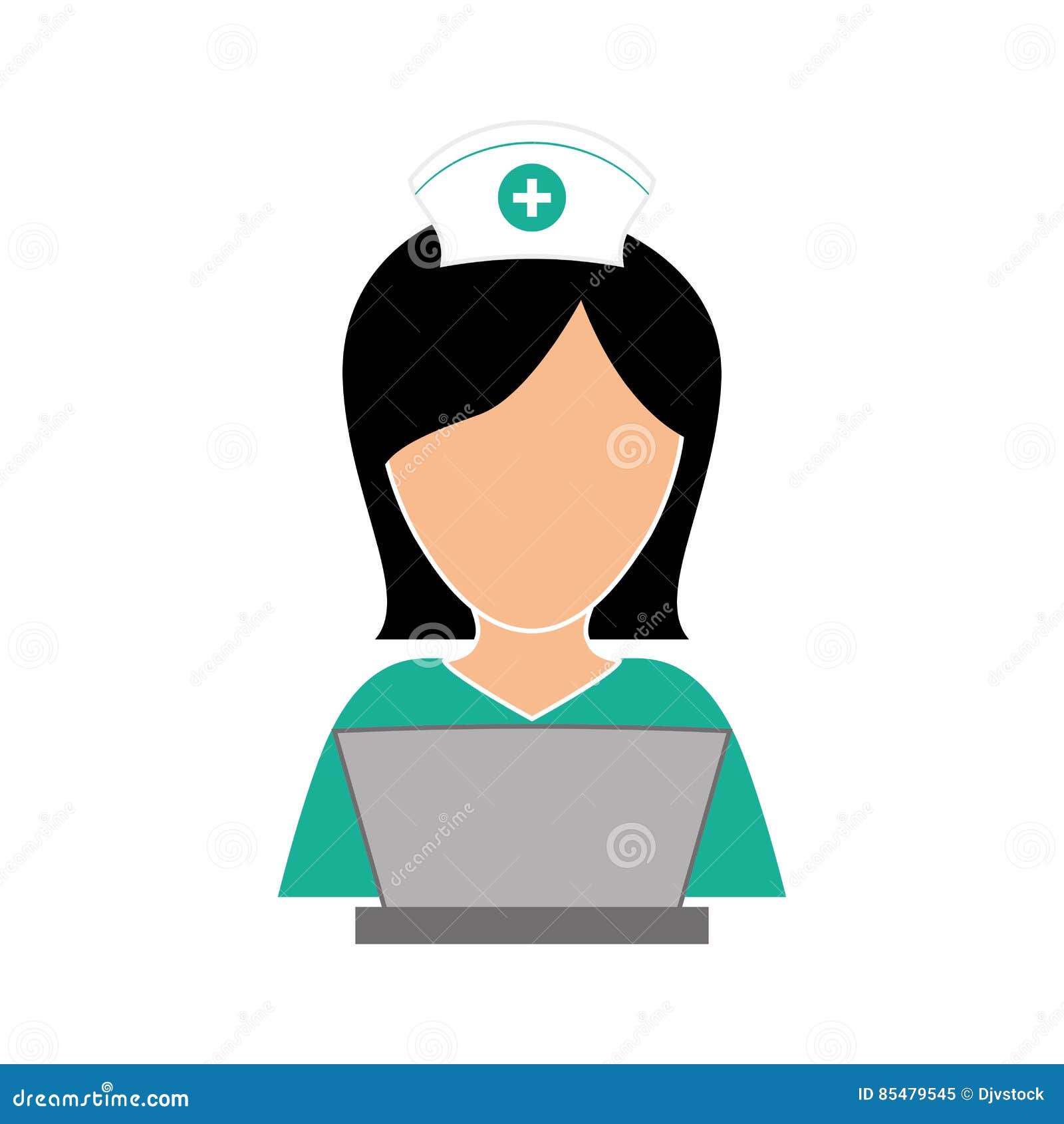 Nurse in Computer Icon Image Stock Illustration - Illustration of ...