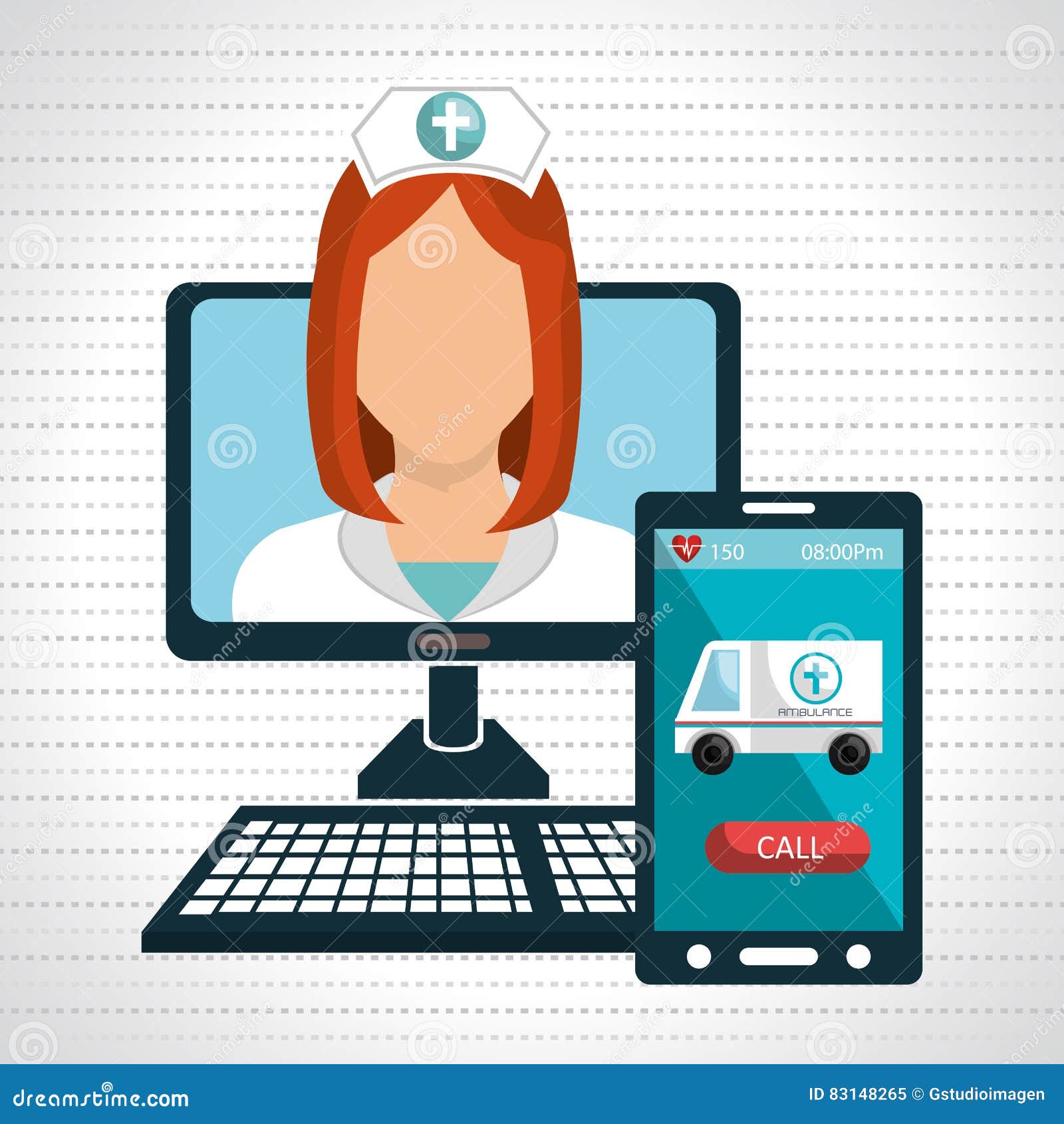 Nurse Computer Service Health Stock Illustration - Illustration of ...