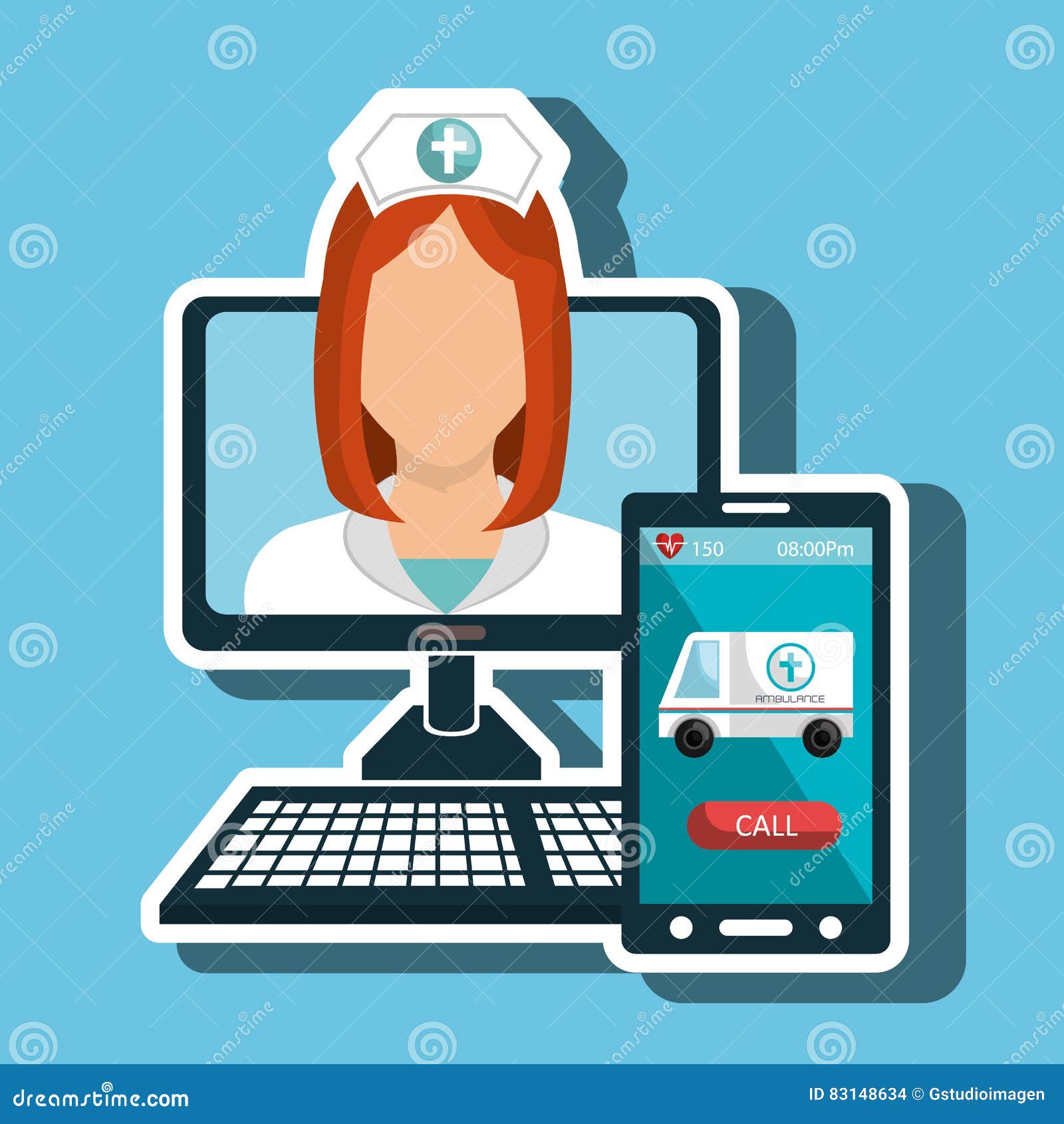 Nurse Computer Service Health Stock Illustration - Illustration of ...