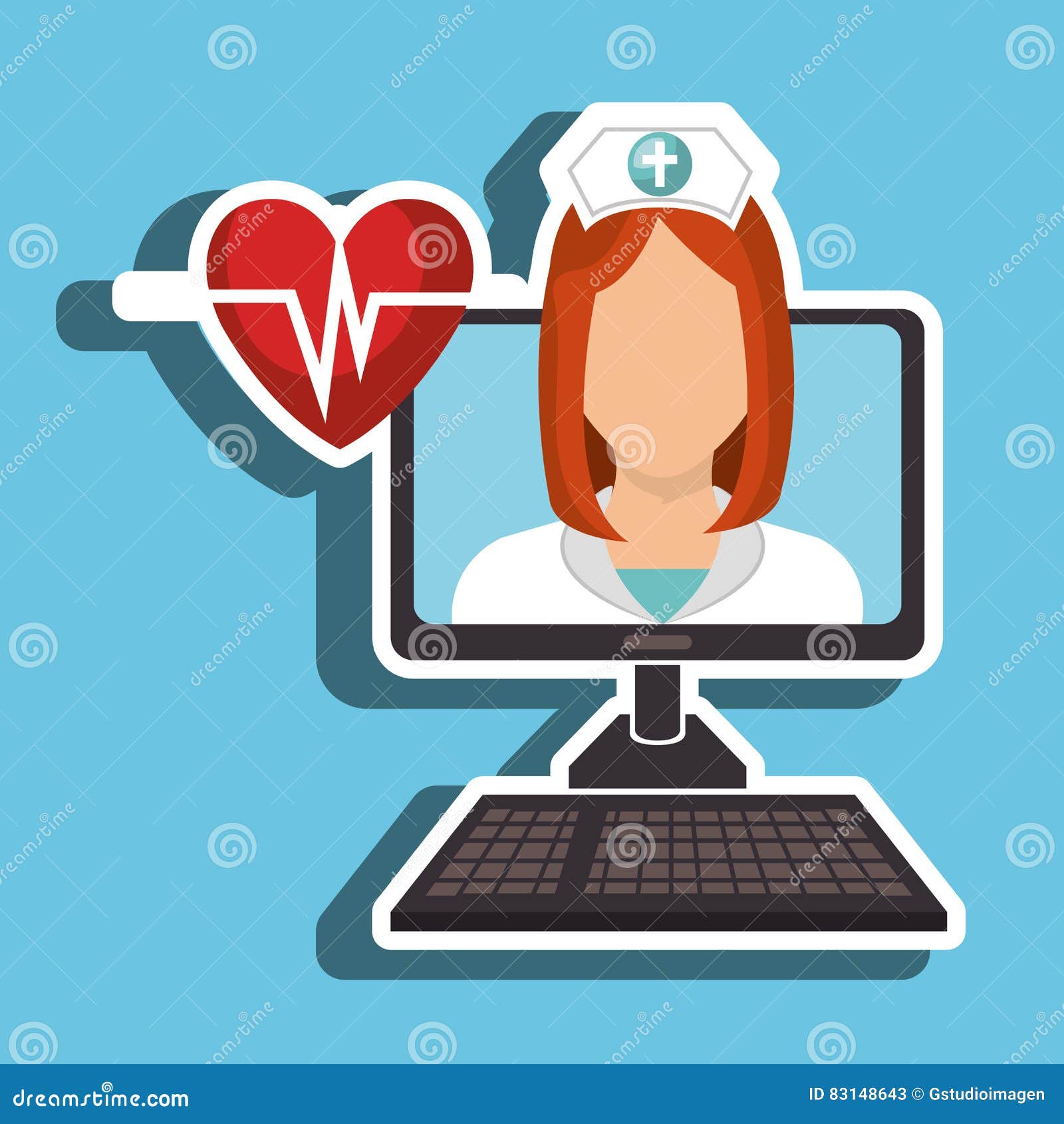 Nurse Computer Service Health Stock Illustration - Illustration of ...