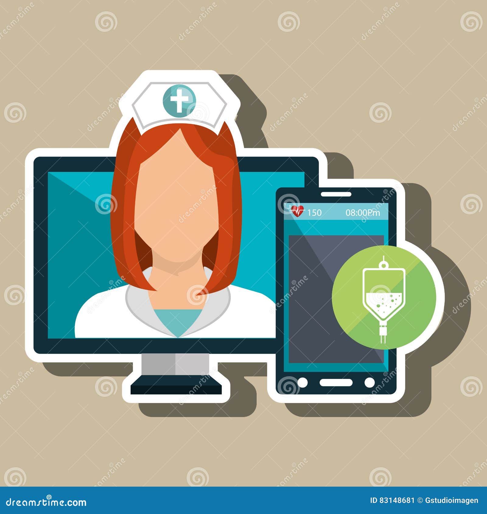 Nurse Computer Service Health Stock Illustration - Illustration of ...