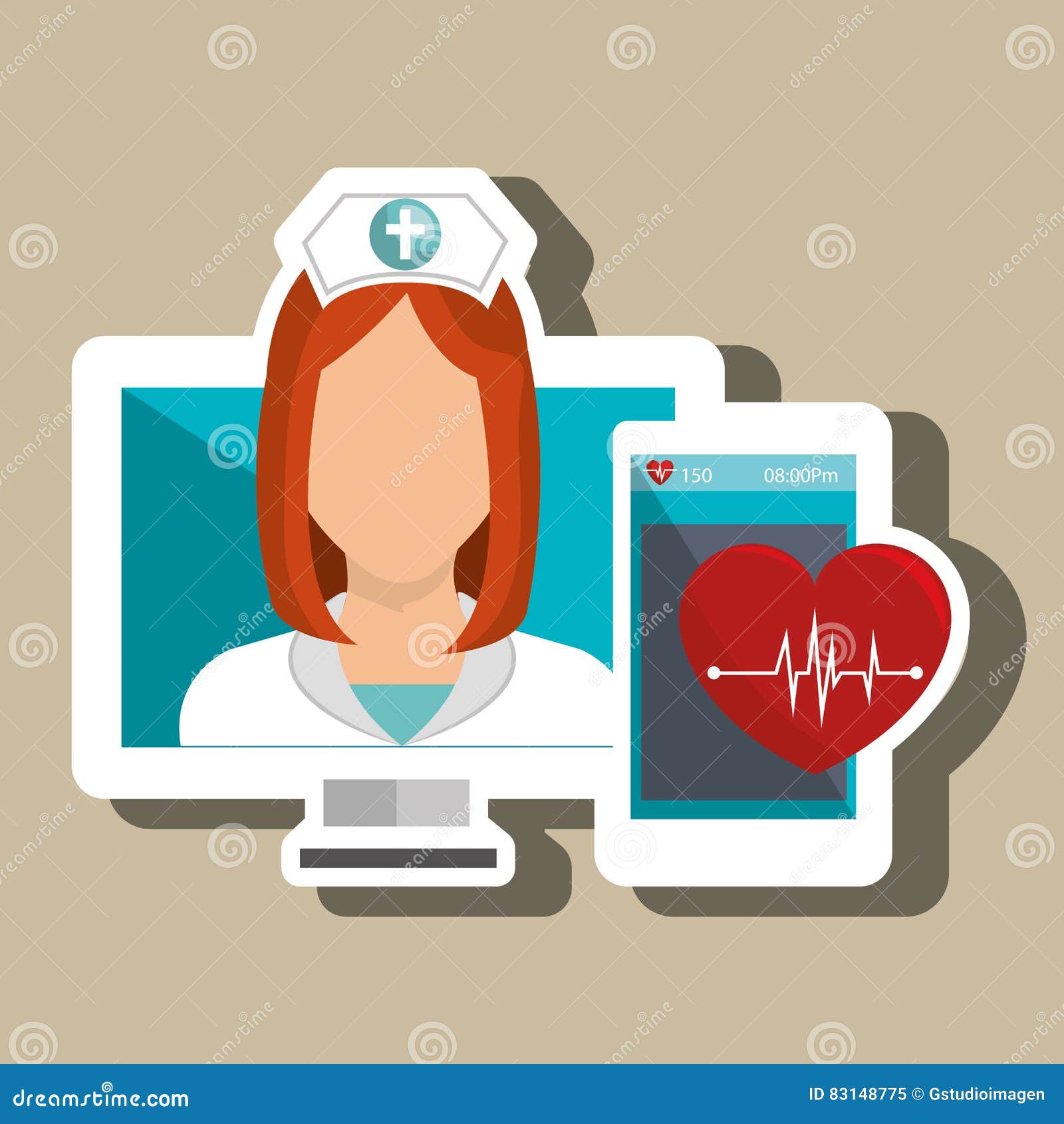 Nurse Computer Service Health Stock Illustration - Illustration of care ...