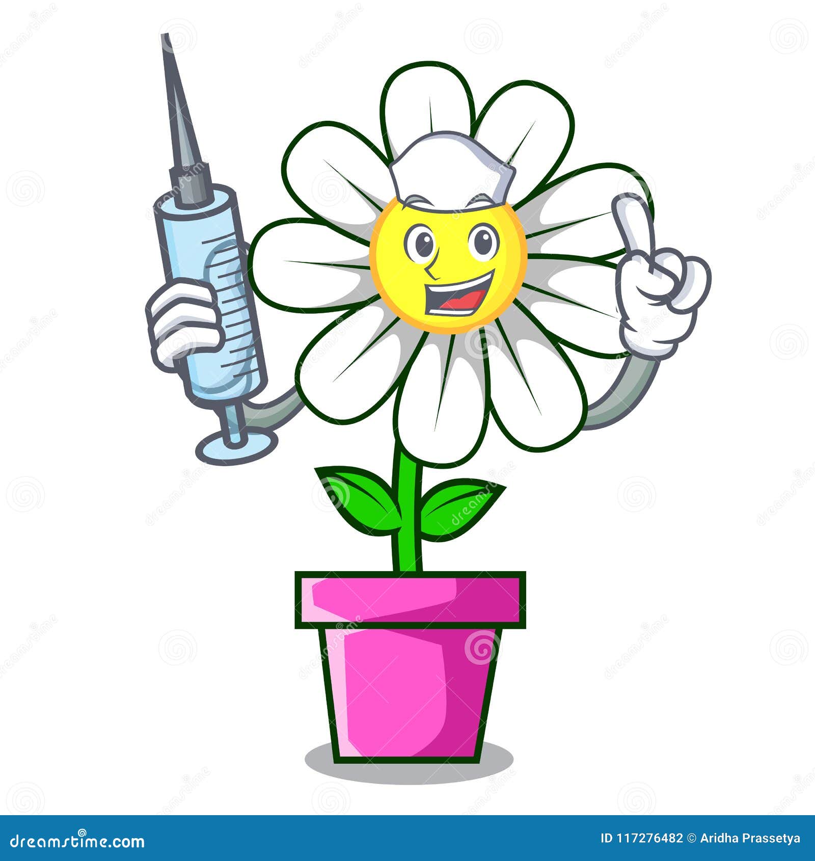 Nurse Daisy Flower Character Cartoon Stock Vector - Illustration of ...