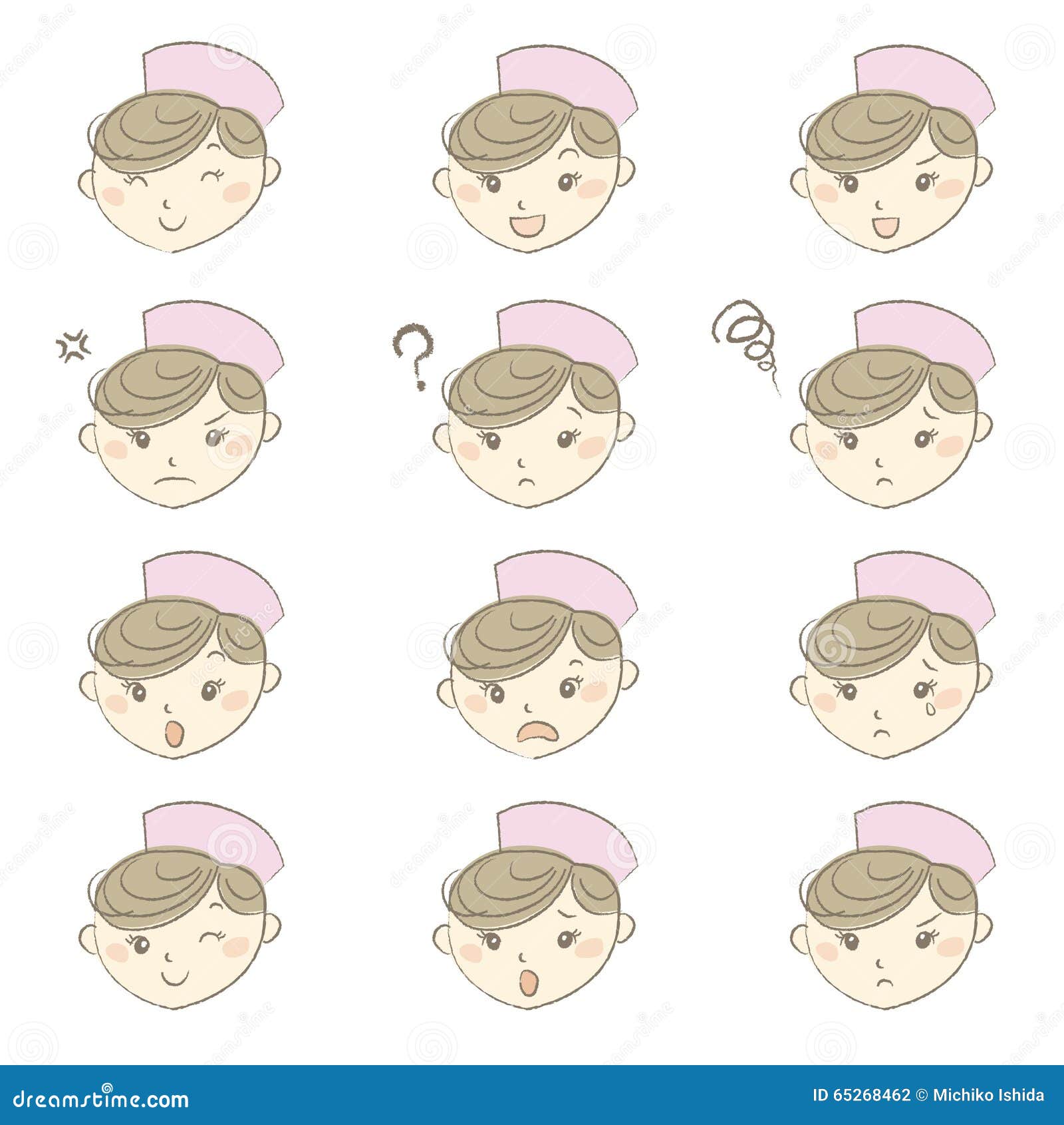 Nurse with Different Emotions Stock Illustration - Illustration of ...
