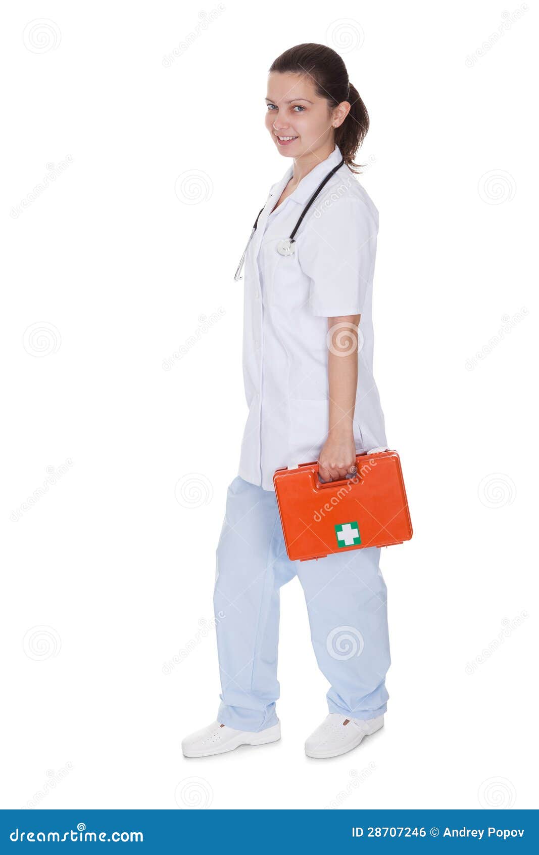 Nurse or Doctor with a First Aid Kit Stock Photo - Image of illness ...