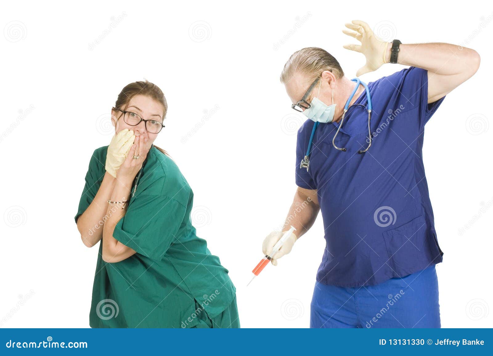 Nurse or doctor having fun stock photo. Image of giver - 13131330