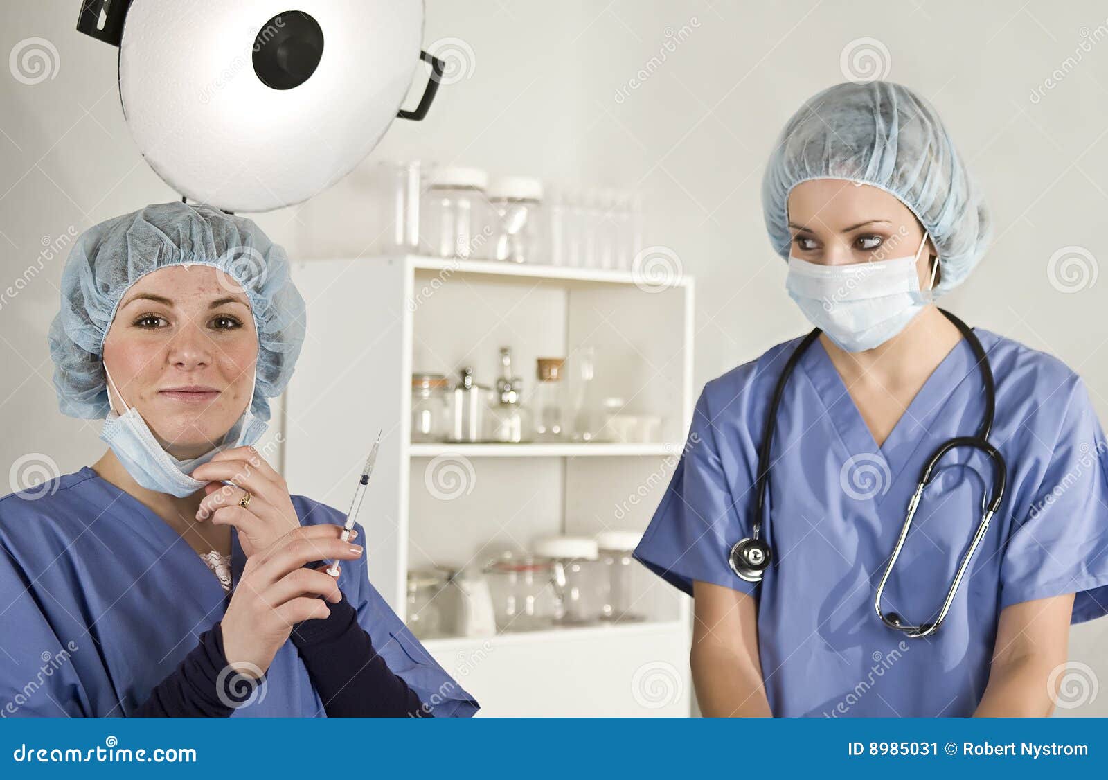 Nurse and Doctor in Surgery with Syringe Stock Image - Image of ...