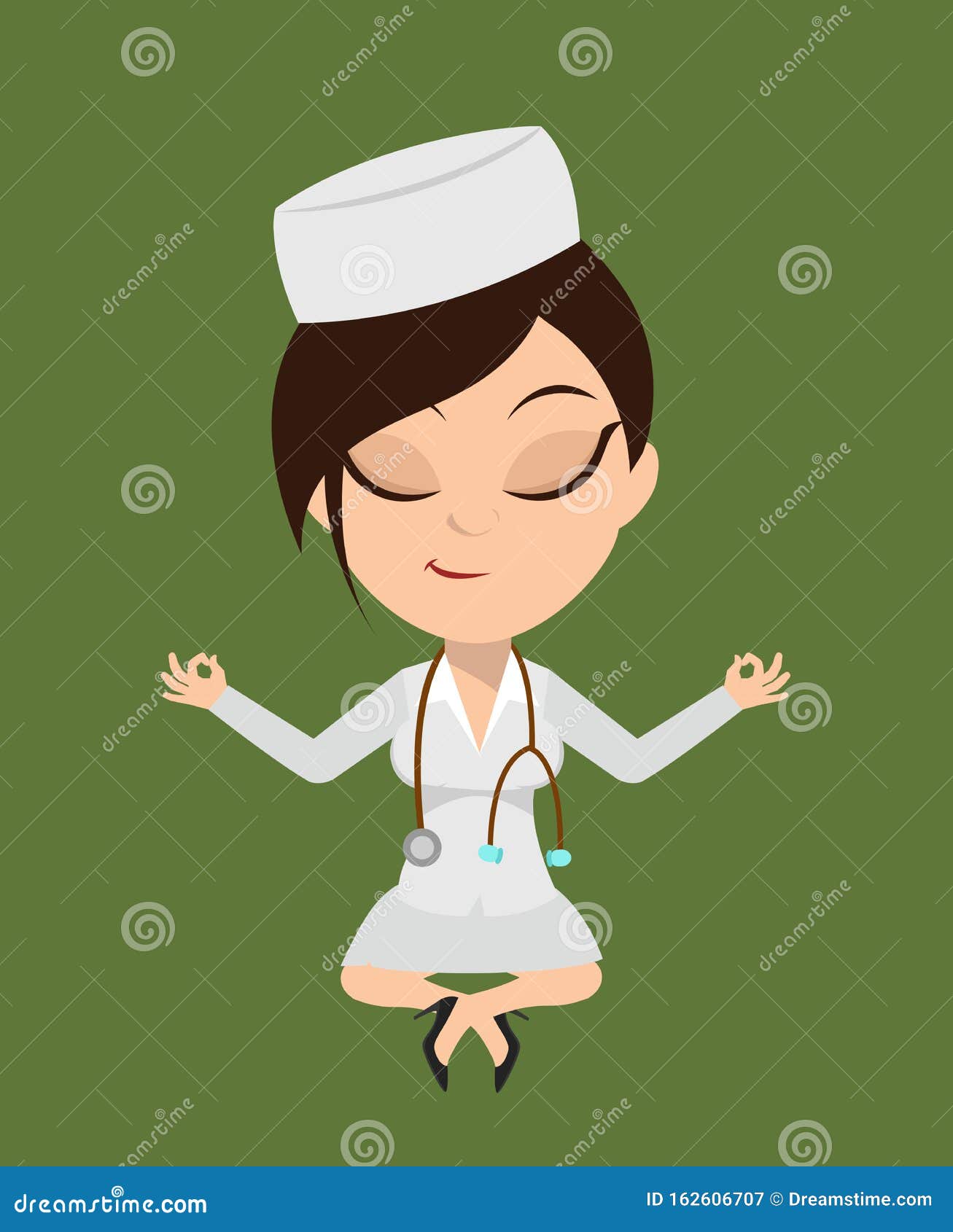 Nurse - Doing Meditation stock vector. Illustration of fitness - 162606707