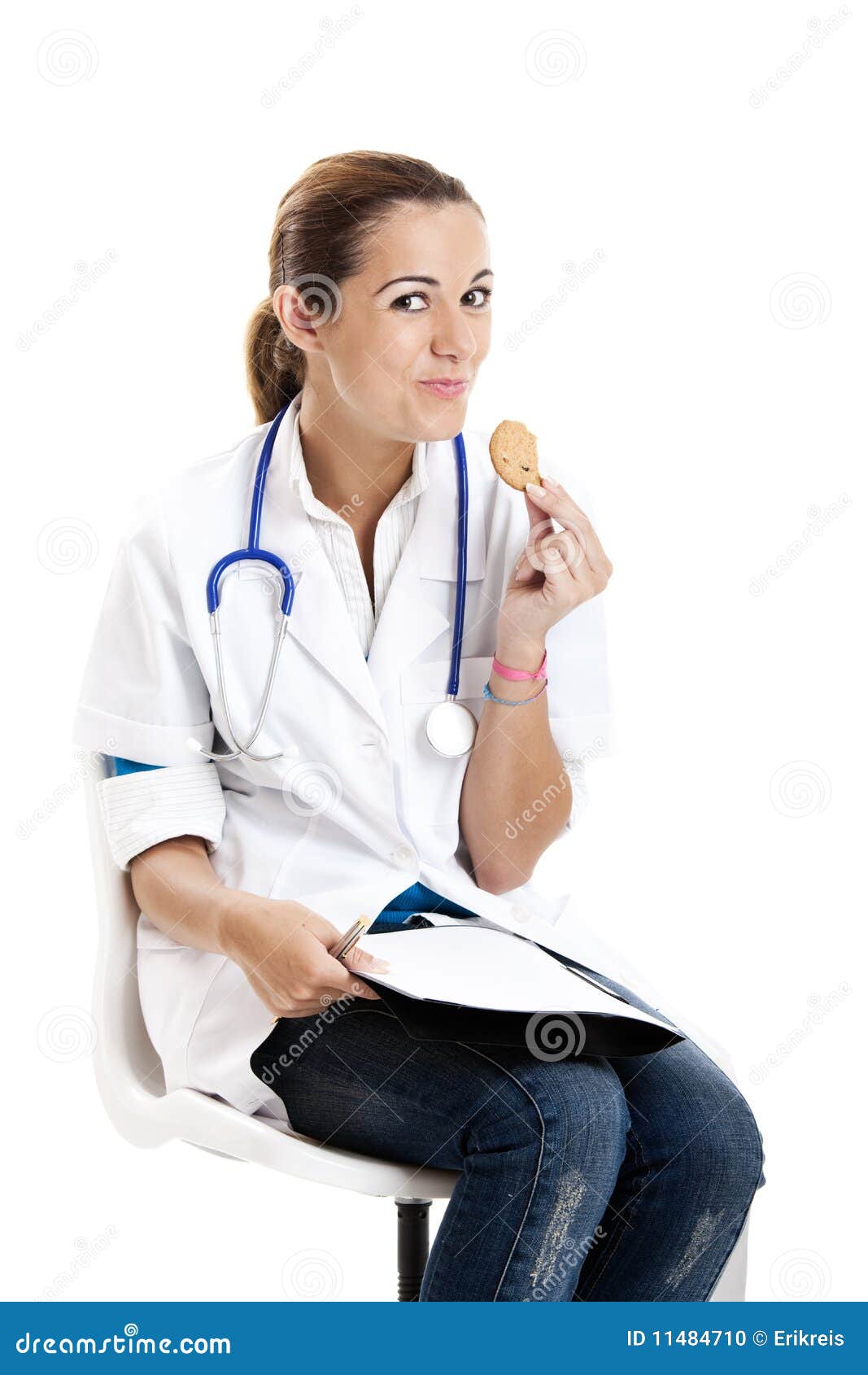 Nurse eating a cookie stock photo. Image of friendly - 11484710
