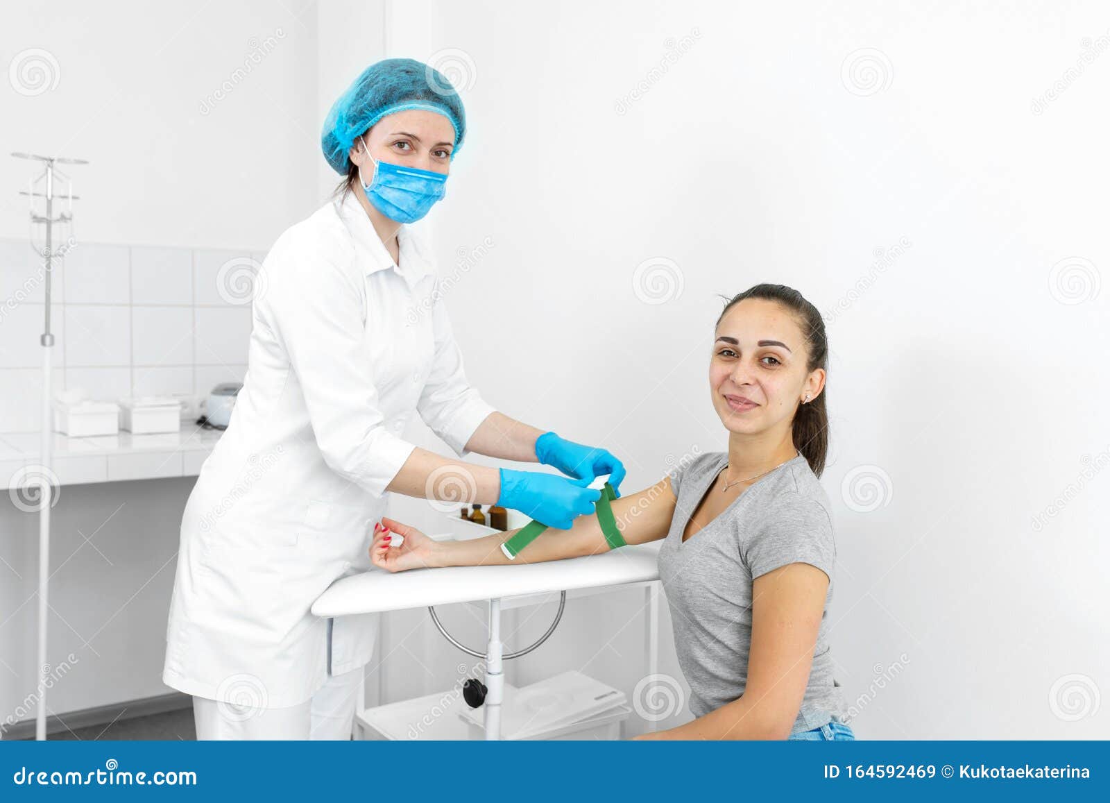 The Nurse Fastens the Clip on the Patient Hand before the Blood ...